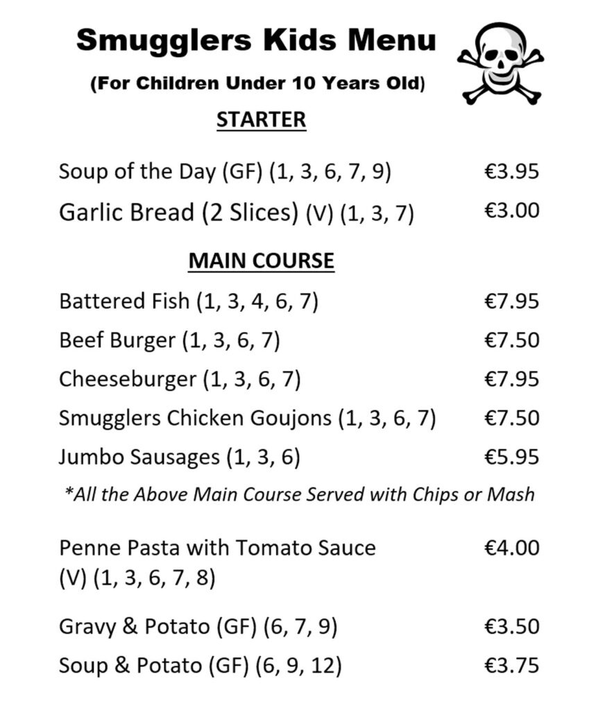 Children's Menu - Smugglers Creek Inn