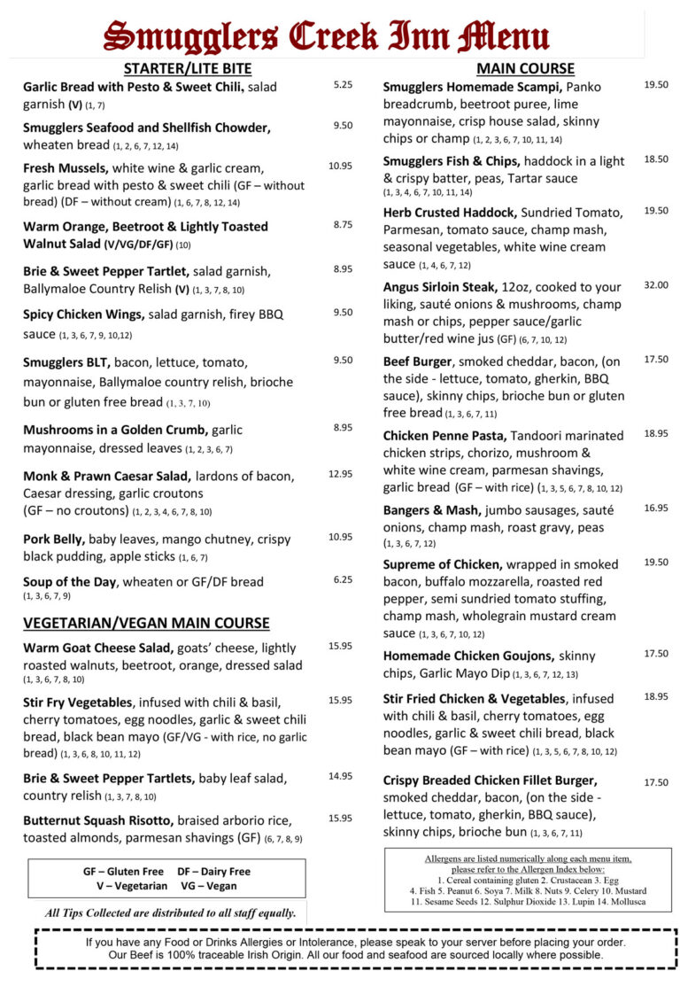 All Day Menu 2025 - Smugglers Creek Inn