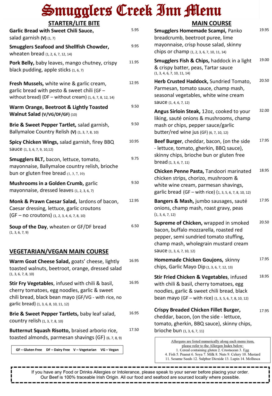 All Day Menu 2024 - Smugglers Creek Inn