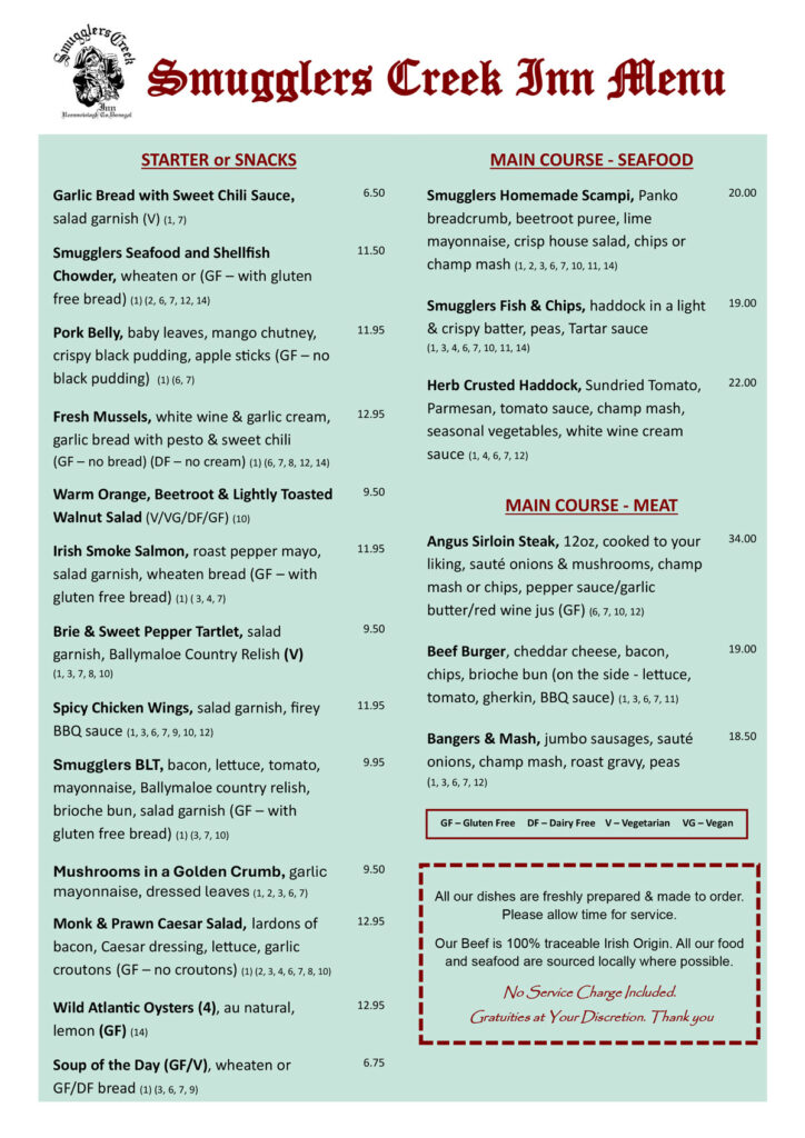 All Day Menu 2025 - Smugglers Creek Inn