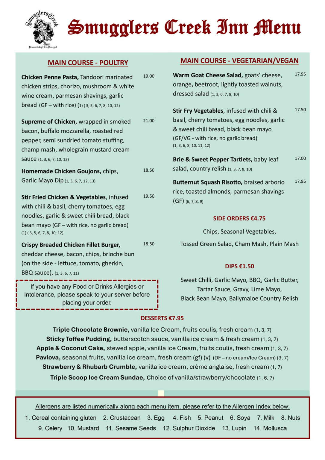 All Day Menu 2025 - Smugglers Creek Inn